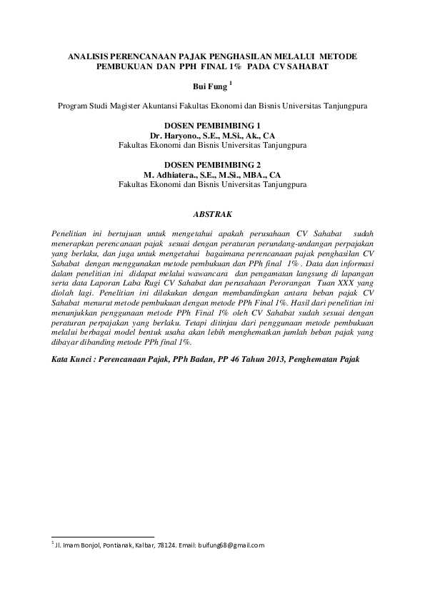 (PDF) Analisis Perencanaan Pajak Penghasilan Melalui Metode Pembukuan ...