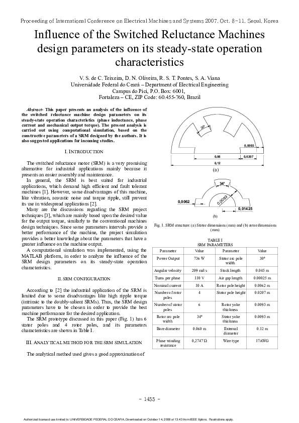 (PDF) Influence of the switched reluctance machines design parameters ...