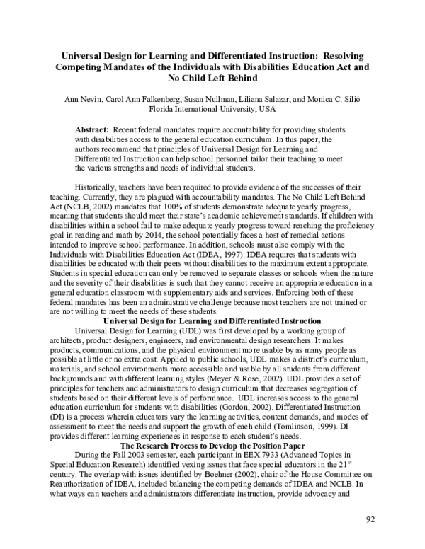 (PDF) Universal Design for Learning and Differentiated Instruction ...