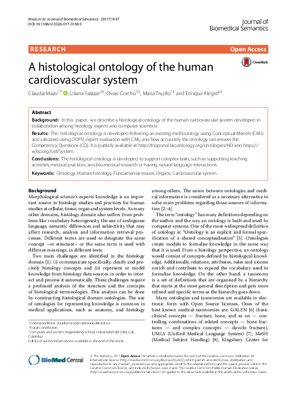 (PDF) A histological ontology of the human cardiovascular system