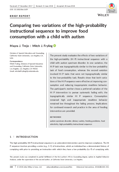 (PDF) Comparing two variations of the high-probability instructional ...