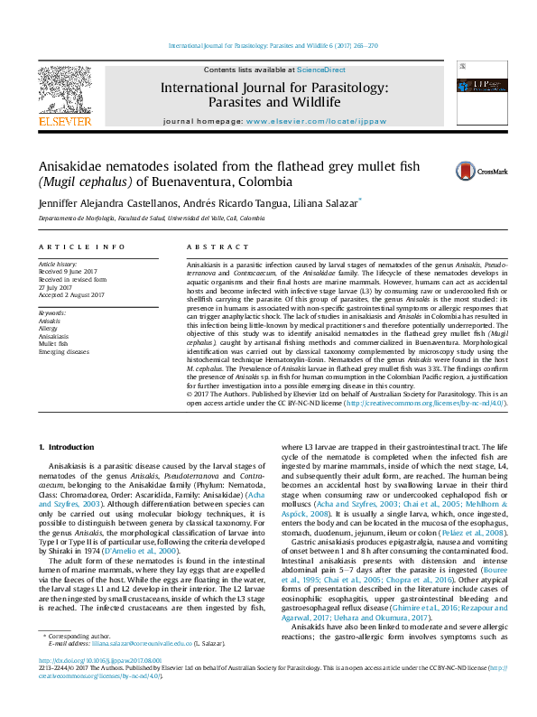 (PDF) Anisakidae nematodes isolated from the flathead grey mullet fish ...