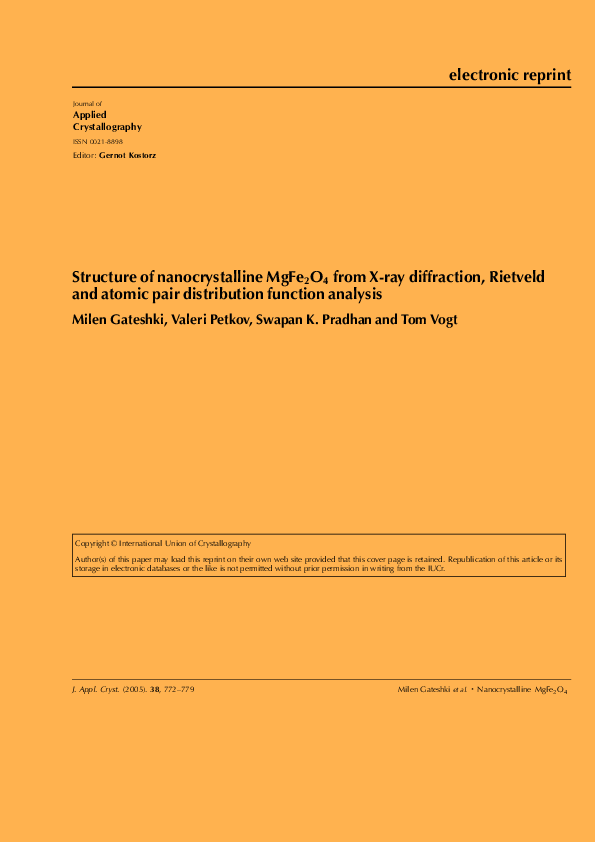 (PDF) Structure of nanocrystalline MgFe2O4from X-ray diffraction, Rietveld and atomic pair ...