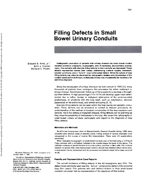 (PDF) Filling defects in small bowel urinary conduits