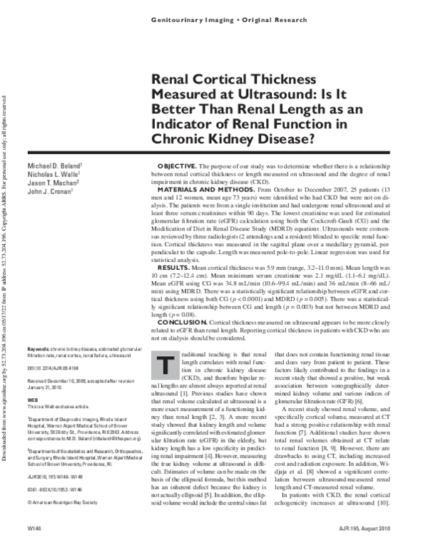 (PDF) Renal Cortical Thickness Measured at Ultrasound: Is It Better ...