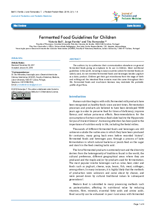 (PDF) Fermented Food Guidelines for Children