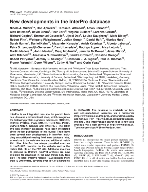 (PDF) New developments in the InterPro database