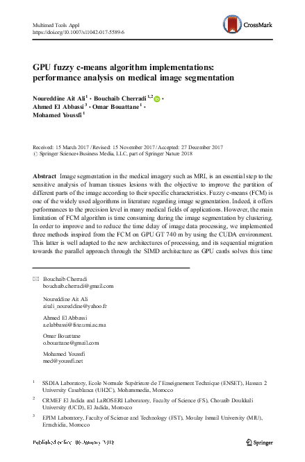 Pdf Gpu Fuzzy C Means Algorithm Implementations Performance Analysis On Medical Image