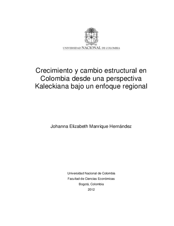 (PDF) Crecimiento y cambio estructural en Colombia desde una ...