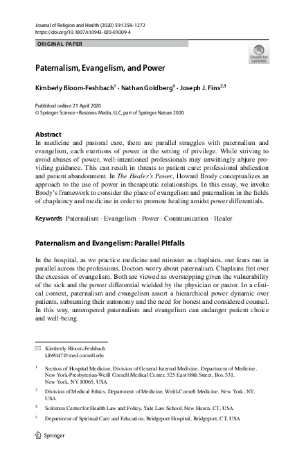 (PDF) Paternalism, Evangelism, and Power | Kimberly Bloom-Feshbach and ...