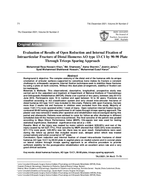 (PDF) Evaluation of Results of Open Reduction and Internal Fixation of ...