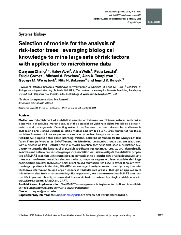 (PDF) Selection of models for the analysis of risk-factor trees ...