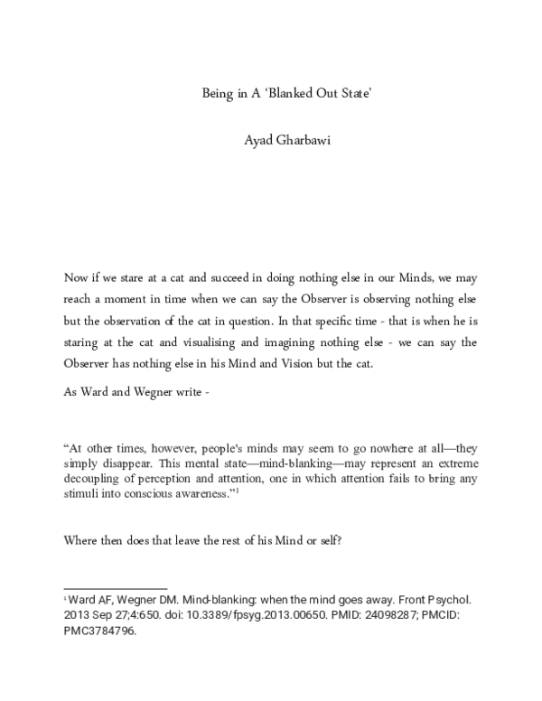 (DOC) Being in A 'Blanked Out State'