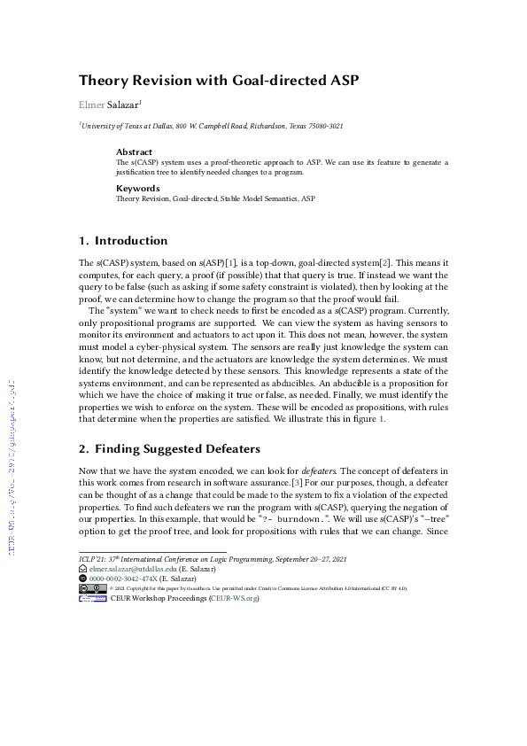 (PDF) Theory Revision with Goal-directed ASP