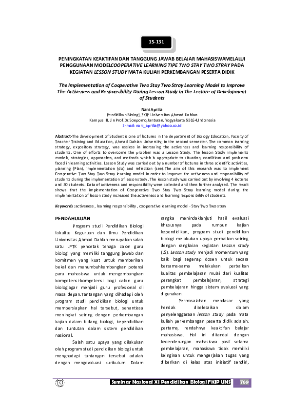 (PDF) Peningkatan Keaktifan Dan Tanggung Jawab Belajar Mahasiswamelalui Penggunaan ...
