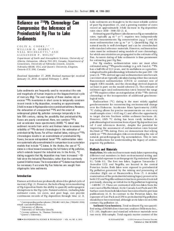 (PDF) Reliance on 210Pb Chronology Can Compromise the Inference of ...