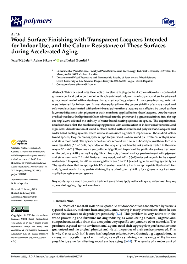 (PDF) Wood Surface Finishing with Transparent Lacquers Intended for ...