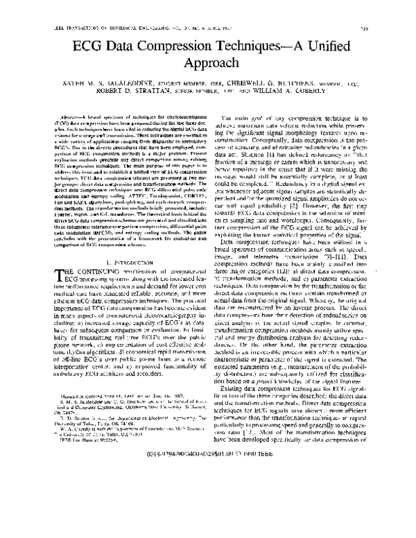 (PDF) ECG data compression techniques-a unified approach (PDF) ECG data compression techniques-a unified approach