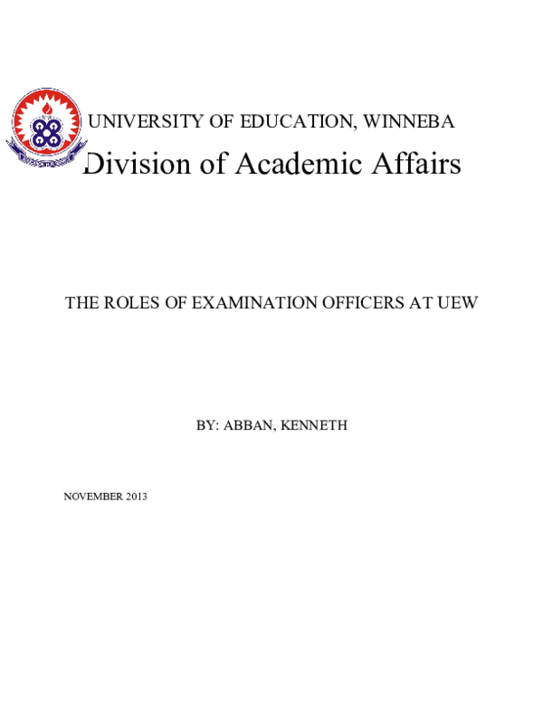 (DOC) THE ROLES OF EXAMINATION OFFICERS AT UEW