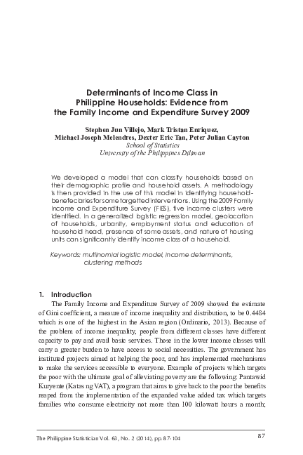 (PDF) Determinants of Income Class in Philippine Households: Evidence ...