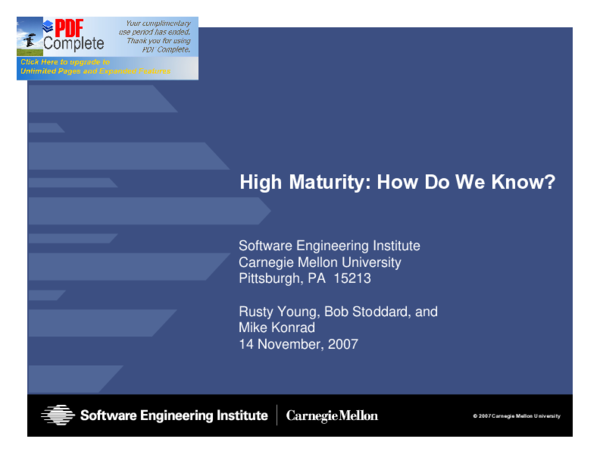 (PDF) High Maturity! How Do We Know?