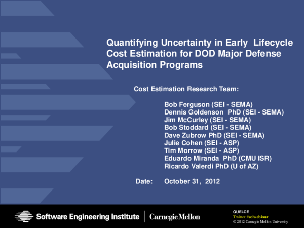 (PDF) Quantifying Uncertainty in Early Lifecycle Cost Estimation for ...