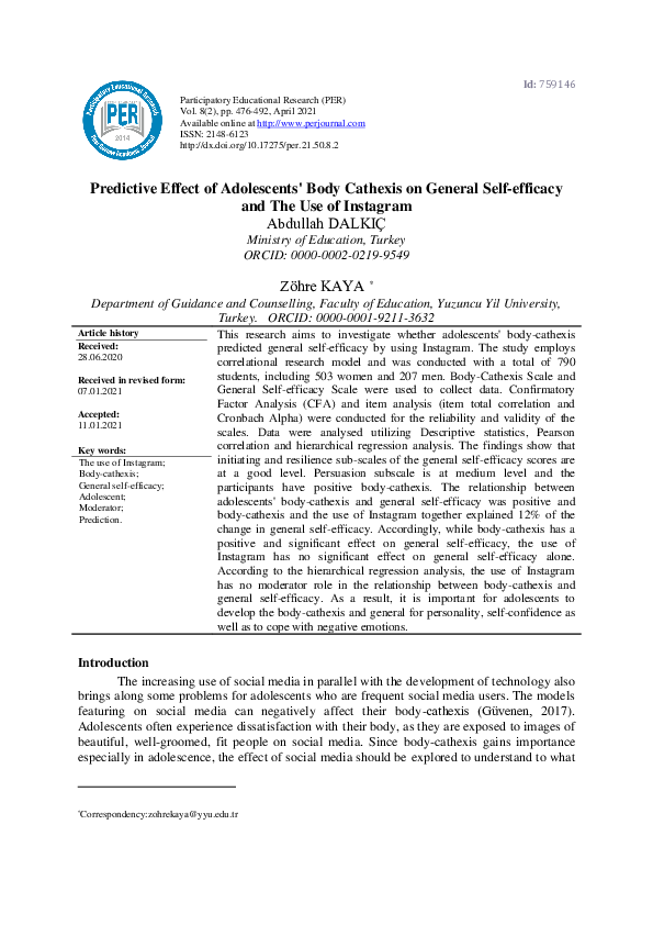 (PDF) Predictive Effect of Adolescents' Body Cathexis on General Self ...