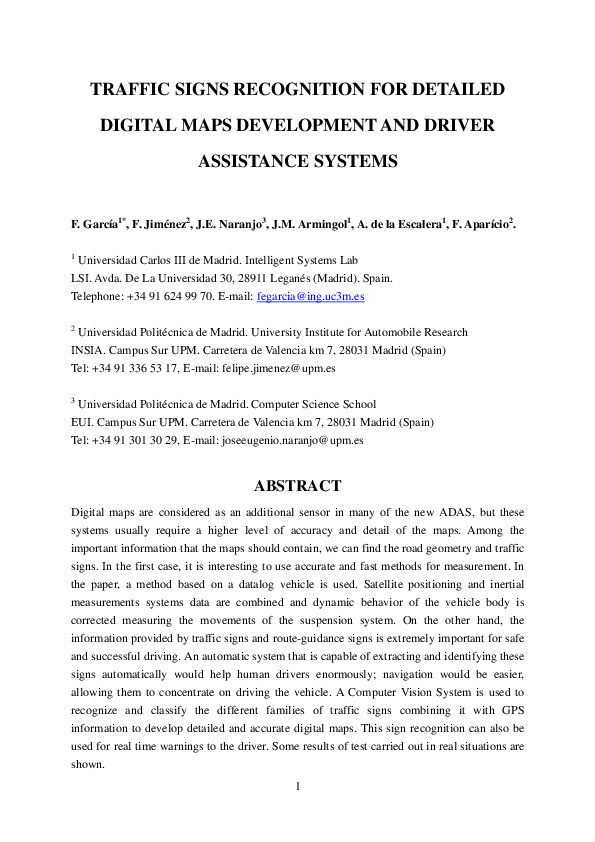 (PDF) Traffic signs recognition for detailed digital maps development ...