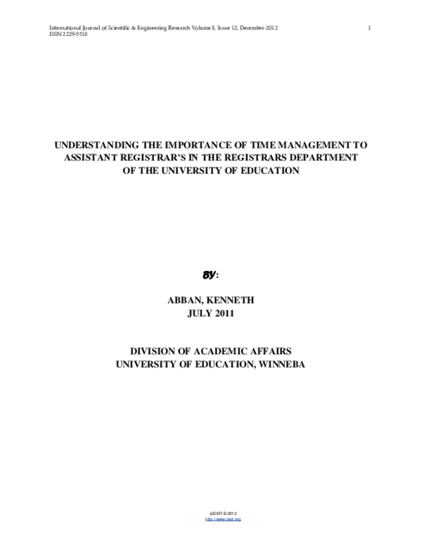 (PDF) Understanding the importance of time management,