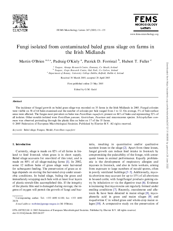 (PDF) Fungi isolated from contaminated baled grass silage on farms in ...