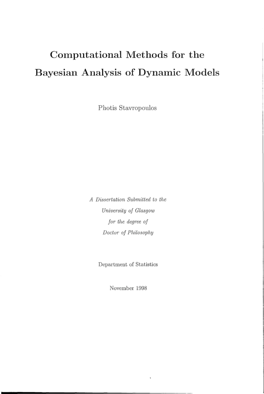 (PDF) Computational methods for the Bayesian analysis of dynamic models