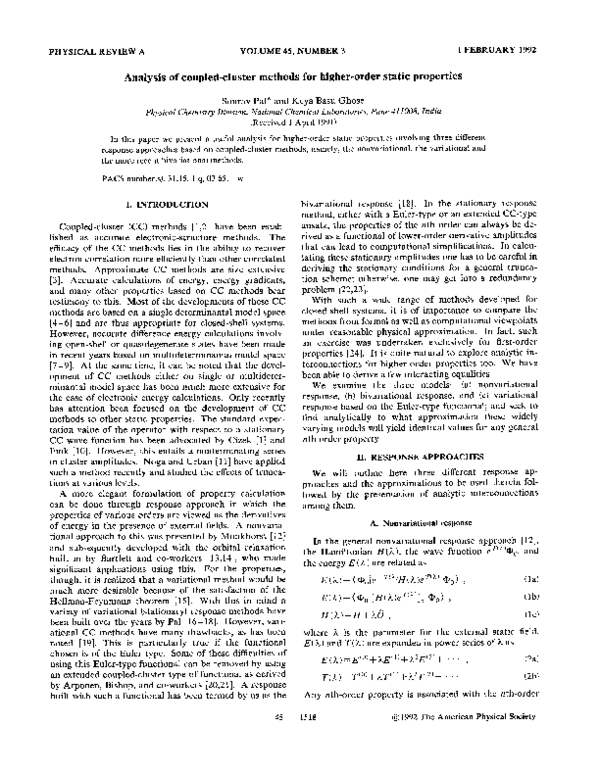 (PDF) Analysis of coupled-cluster methods for higher-order static properties