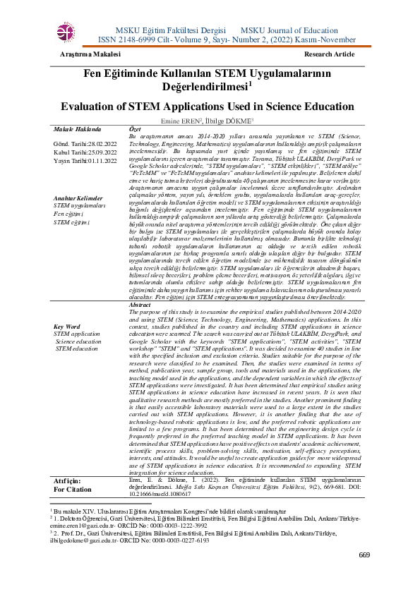 (PDF) Evaluation of STEM Applications Used in Science Education