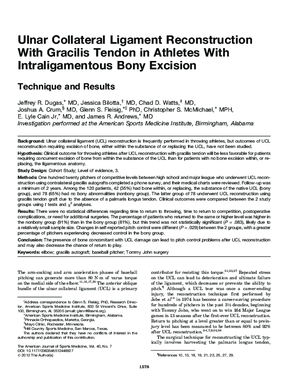 (PDF) Ulnar Collateral Ligament Reconstruction With Gracilis Tendon in ...