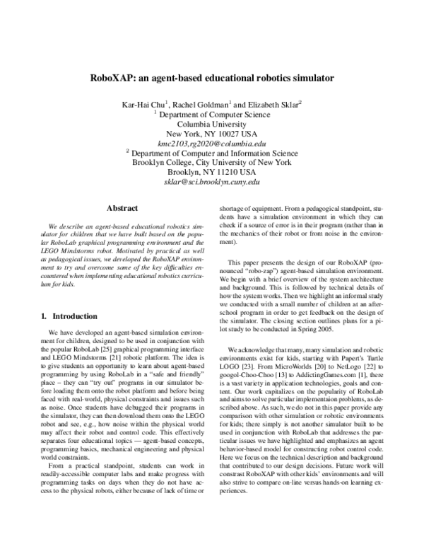 (PDF) Roboxap: an agent-based educational robotics simulator