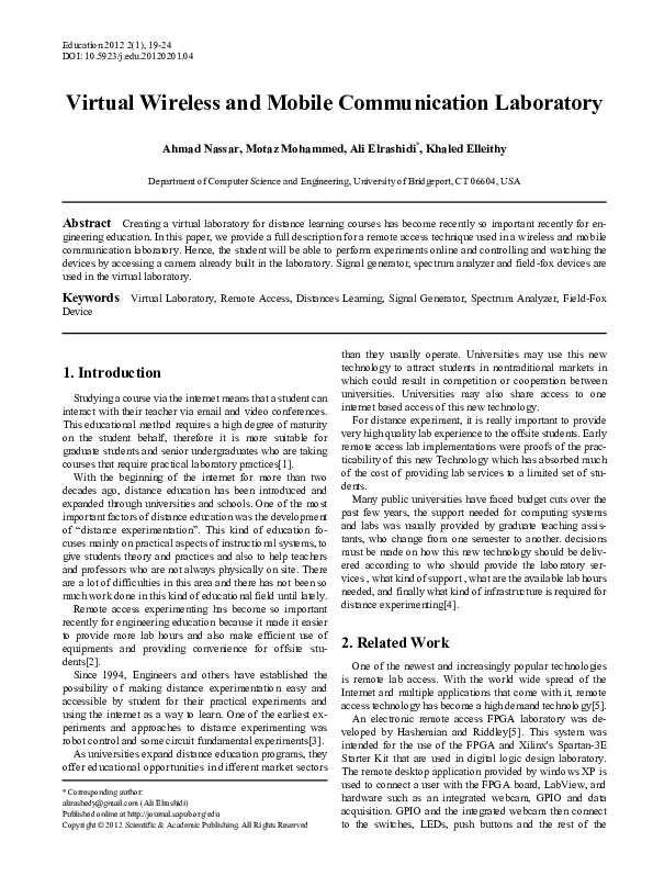 (PDF) Virtual Wireless and Mobile Communication Laboratory