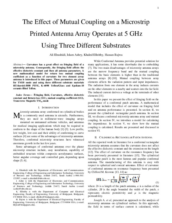 (PDF) The Effect of Mutual Coupling on a Microstrip Printed Antenna ...