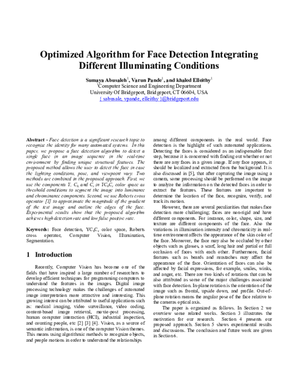 (PDF) Optimized Algorithm for Face Detection Integrating Different ...