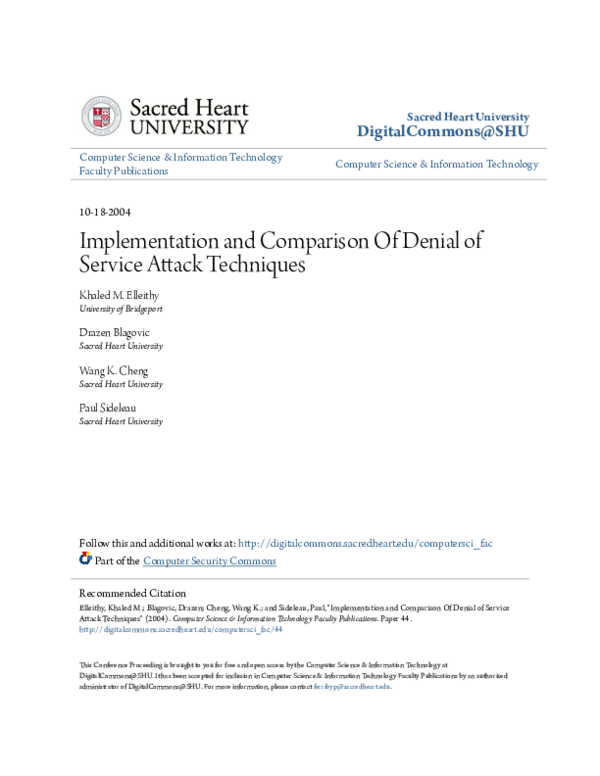 (PDF) Implementation and Comparison of Denial of Service Attack Techniques