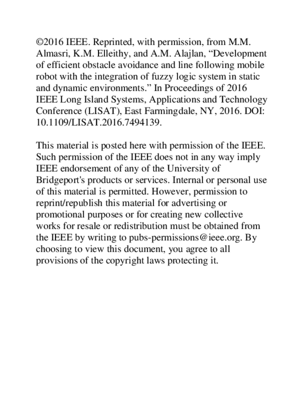 Pdf Development Of Efficient Obstacle Avoidance And Line Following Mobile Robot With The 