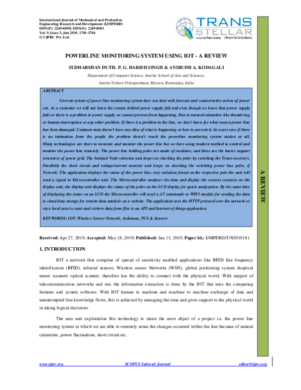 (PDF) Powerline Monitoring System using IOT - A Review