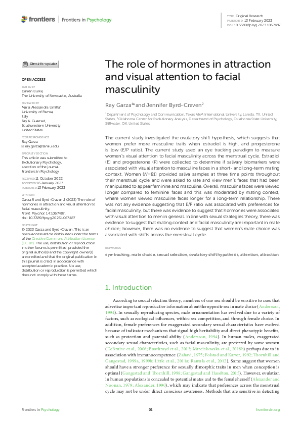 (PDF) The role of hormones in attraction and visual attention to facial ...