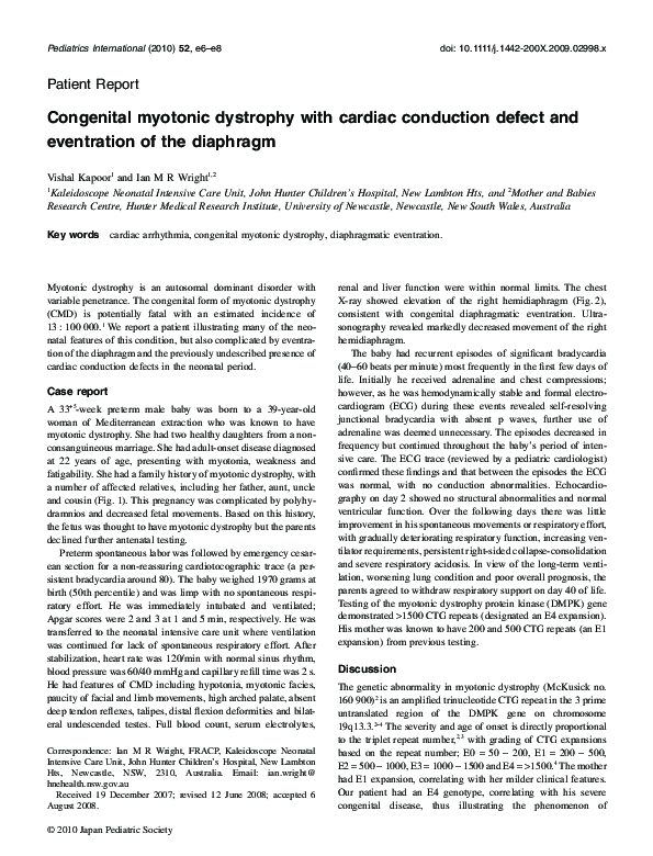 (PDF) Congenital myotonic dystrophy with cardiac conduction defect and ...