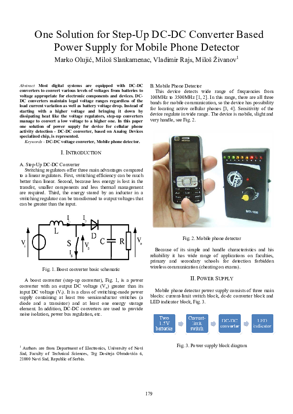 (PDF) One Solution for Step-Up DC-DC Converter Based Power Supply for Mobile Phone Detector