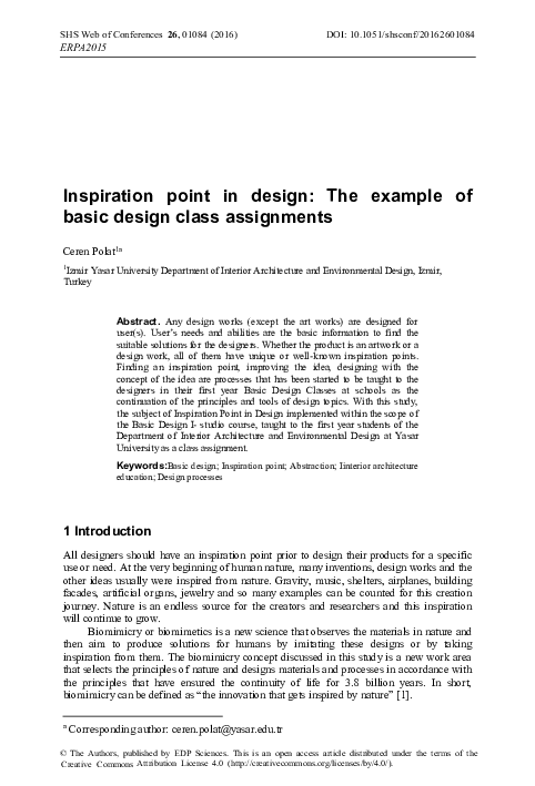 (PDF) Inspiration point in design: The example of basic design class ...
