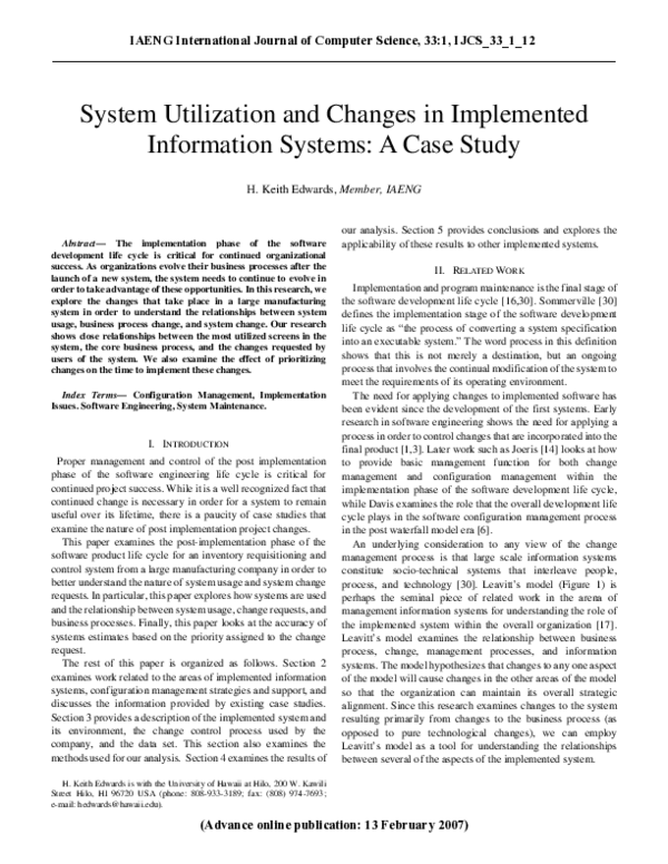 (PDF) System Utilization and Changes in Implemented Information Systems ...