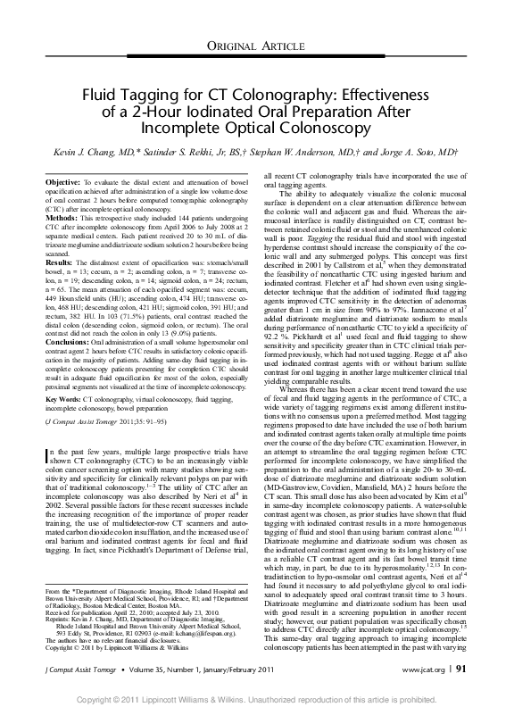 (PDF) Fluid Tagging for CT Colonography