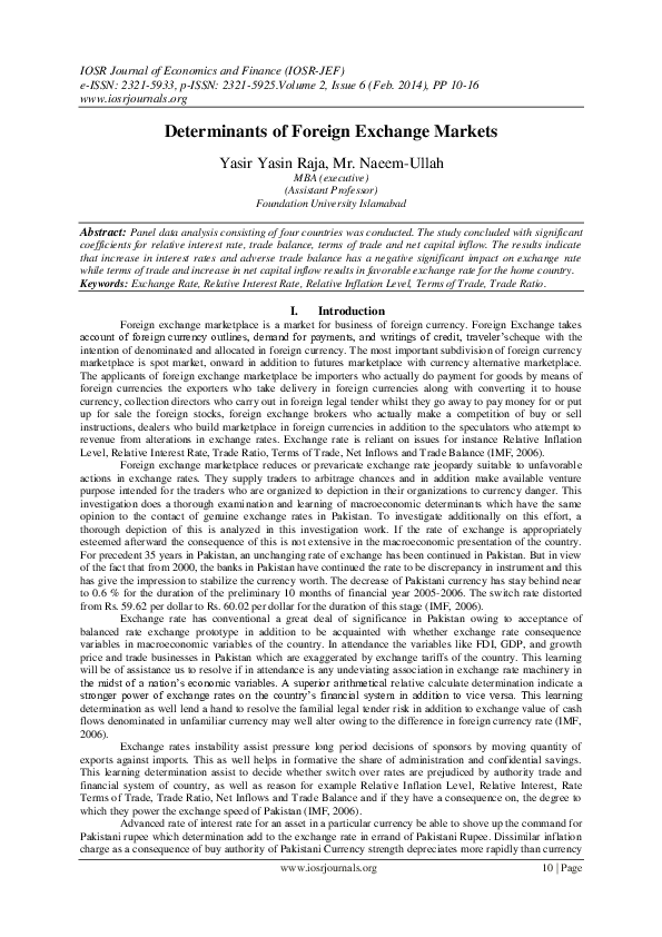 (PDF) Determinants of Foreign Exchange Markets