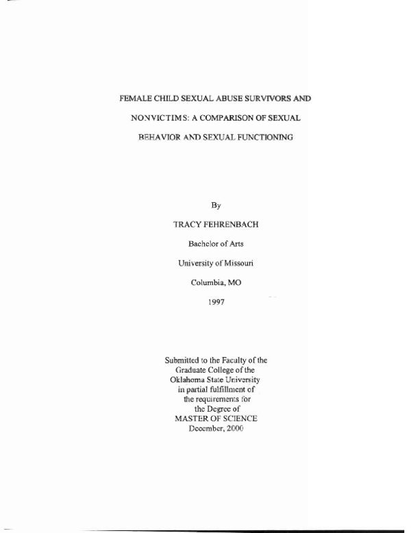 (PDF) Female child sexual abuse survivors and nonvictims : a comparison of sexual behavior and ...