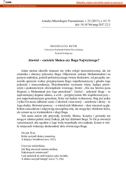 (PDF) The Alawis – Worshippers of the Sun or the Highest God?